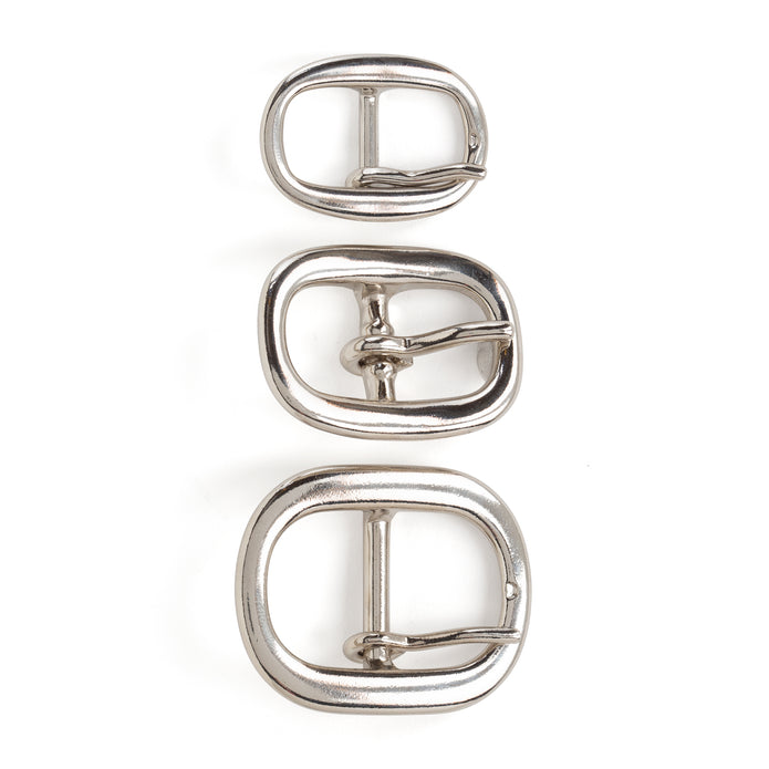 SOLID BRASS OVAL BRIDLE BUCKLE NICKEL PLATED — Tandy Leather Europe