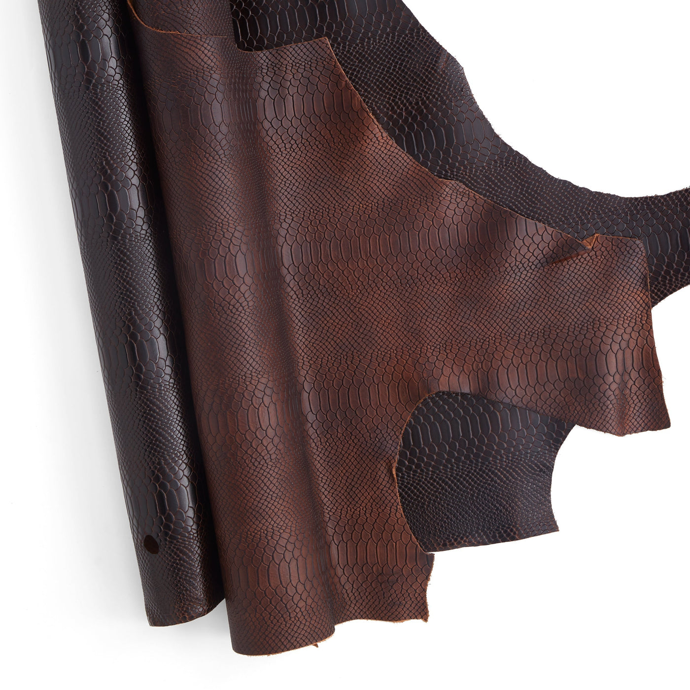 Cuir tanné végétal avec motif python gaufré, épaule unique | Tandy ...