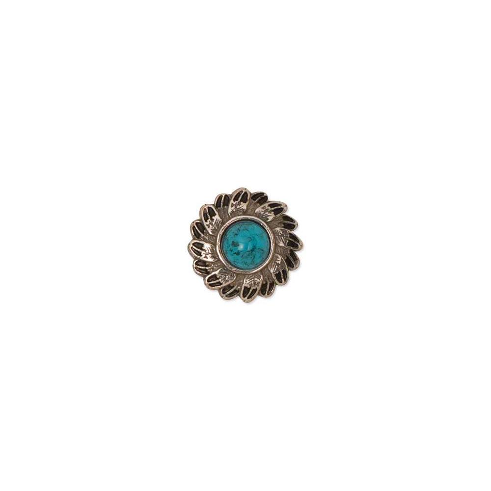 Turquoise Feather Conchos Antique Silver Plate/Nickel Free — Tandy ...